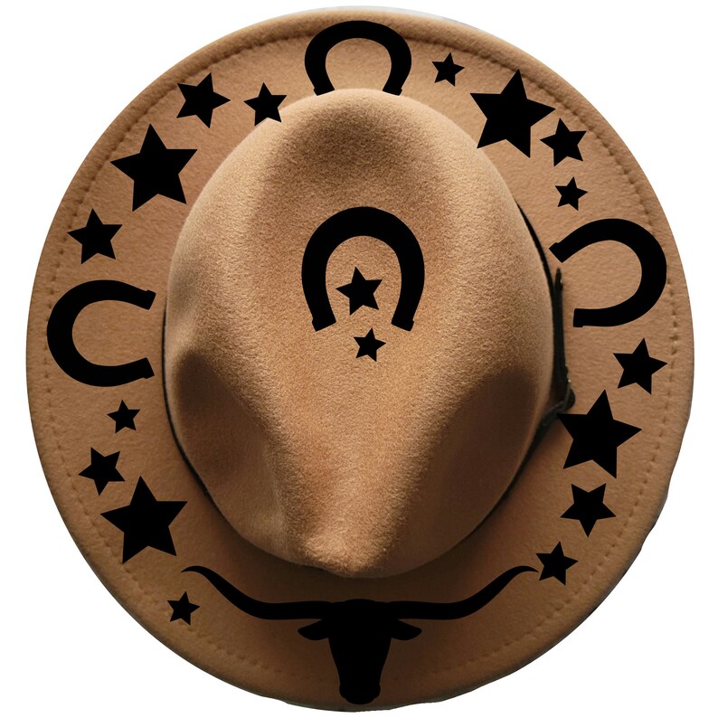 Longhorn and Stars Hat Burning Design, Western Style Pyrography ...