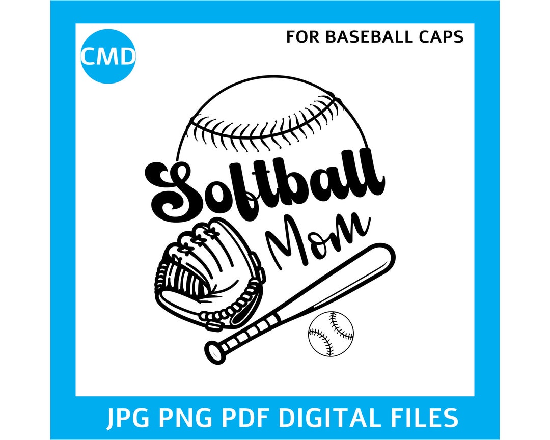 Softball Mom Half Baseball Hat Burning Design, Softball Bat Pattern ...