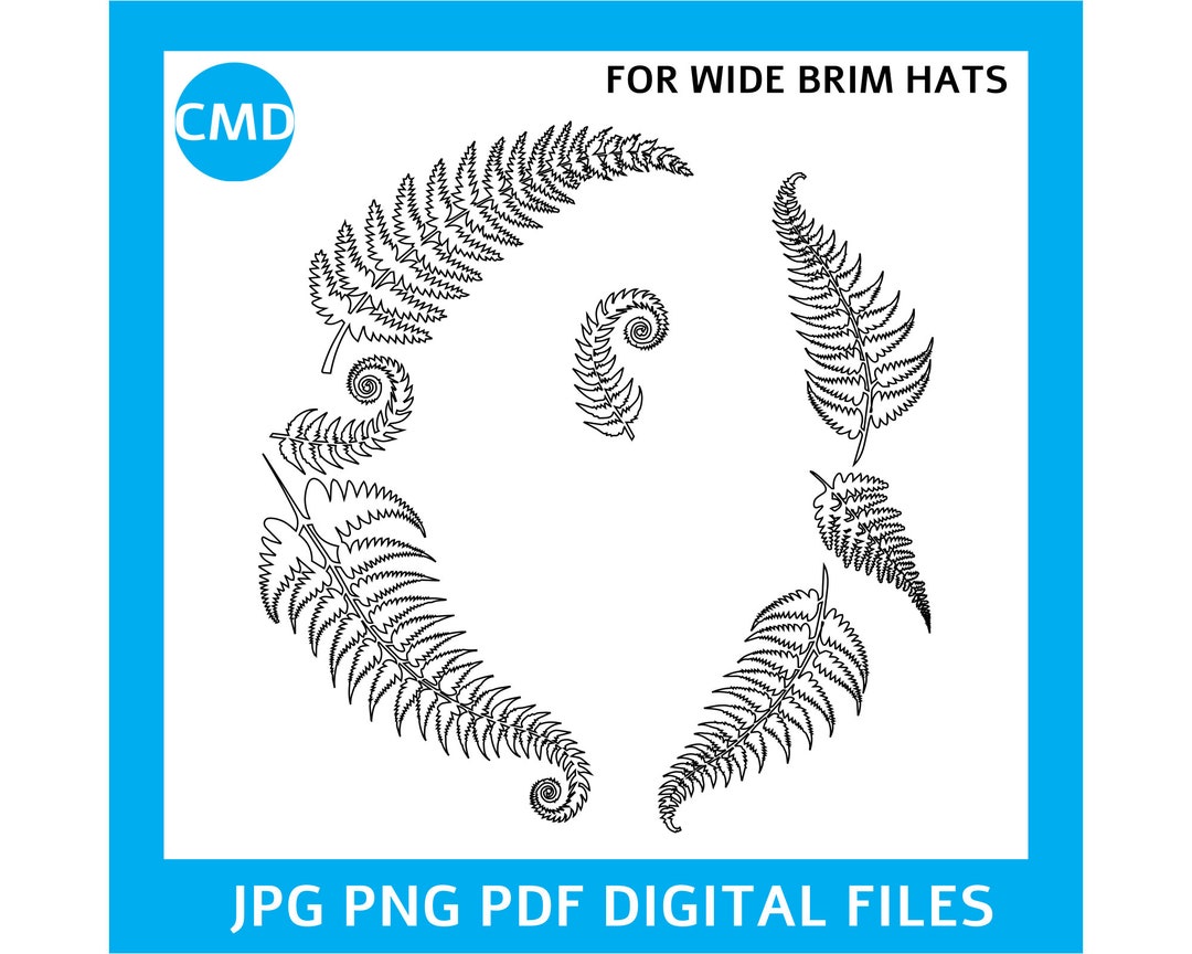 Fern Fronds Hat Burning Design, Forest Ferns Pattern, Traceable ...