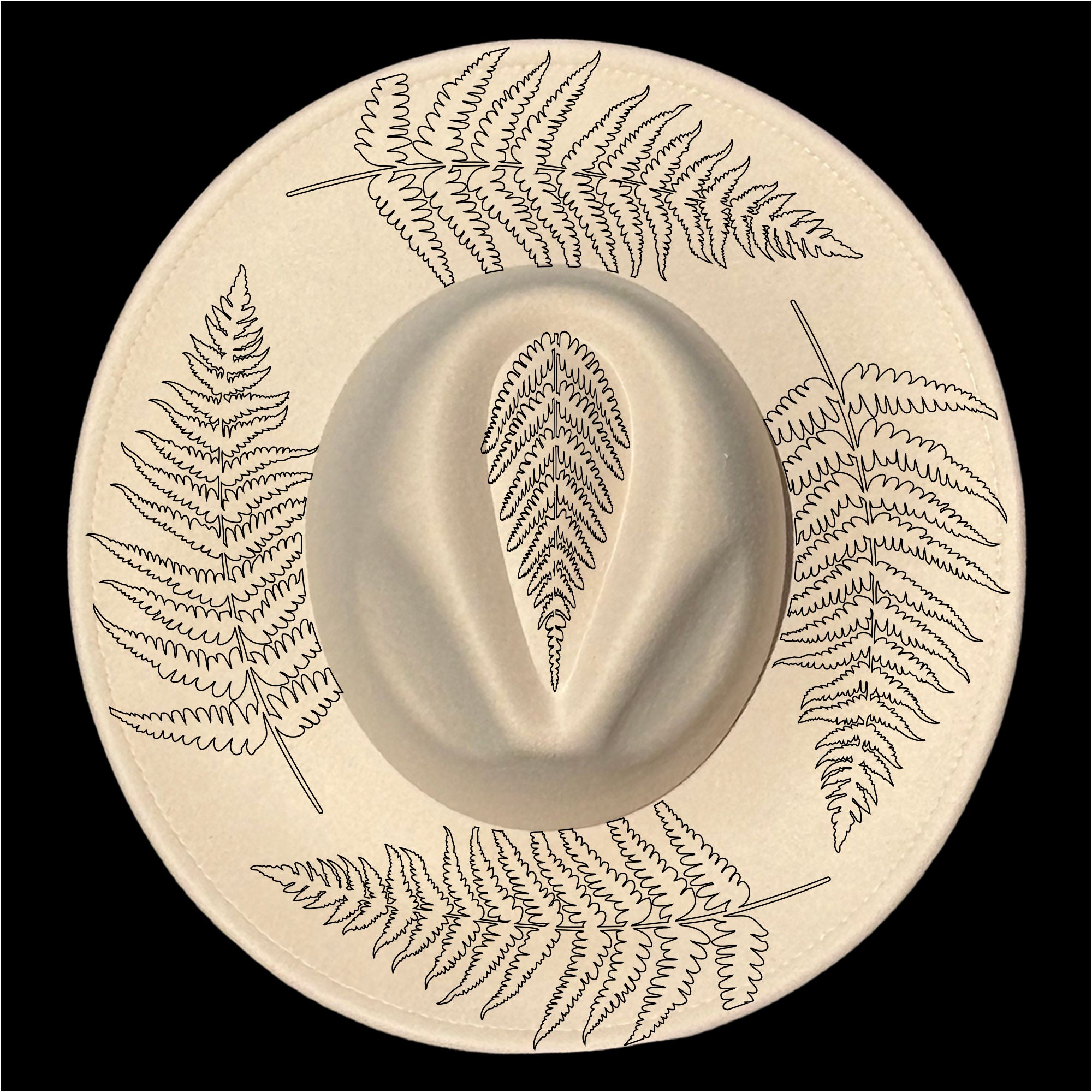 Fern Wreath Hat Burning Design, Music Festival, Pyrography Template ...