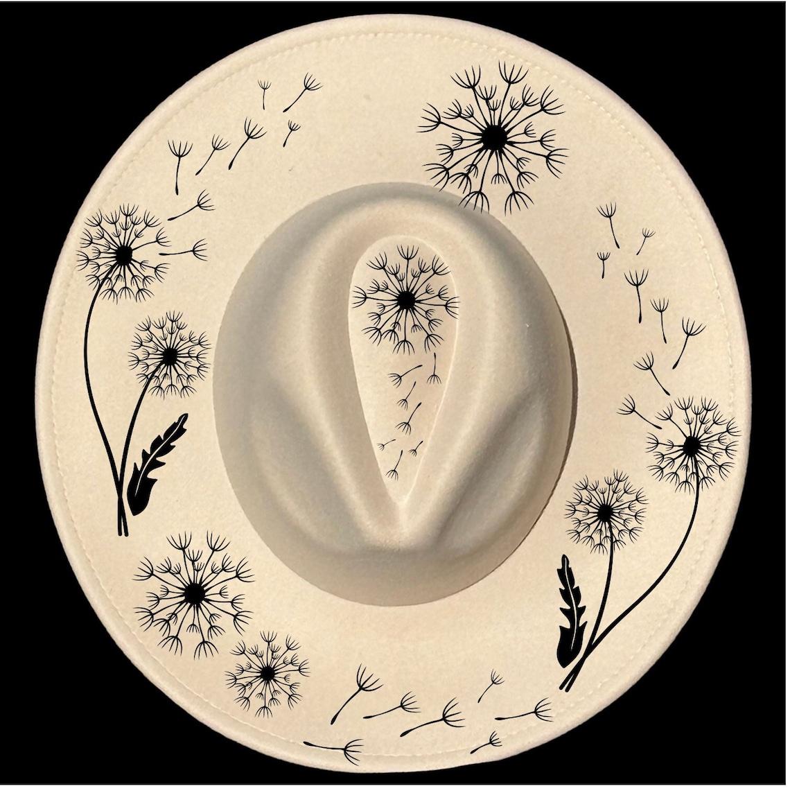 Unique Dandelion Hat Burning Design, Tracable Pattern for Wide Brim ...