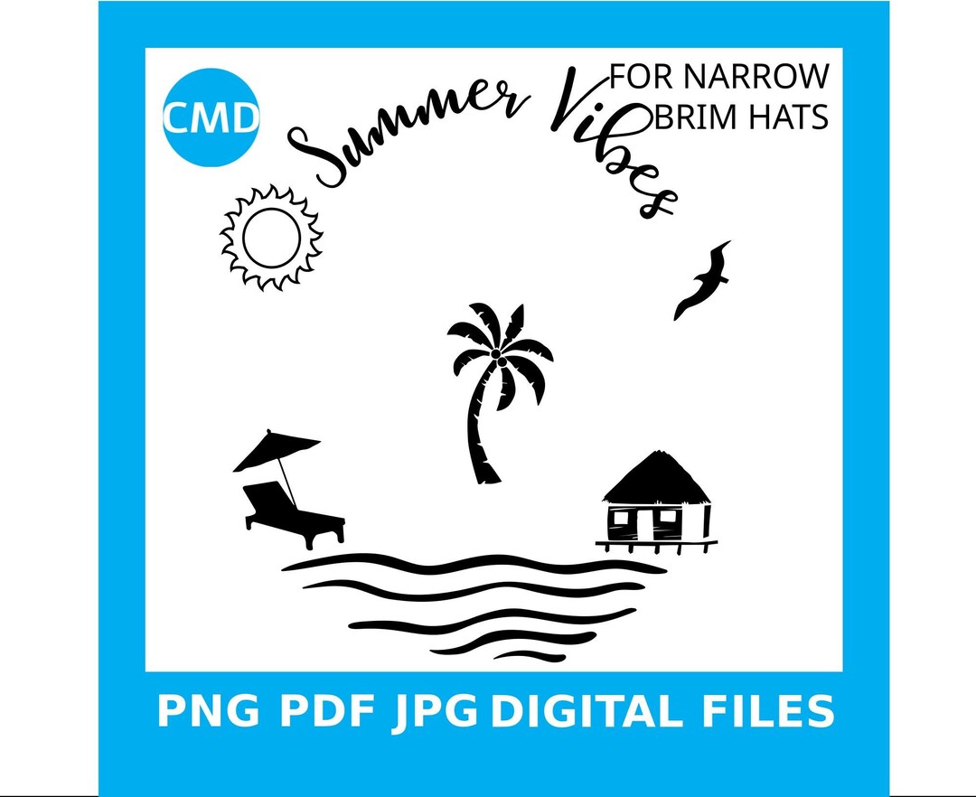 Summertime Vibes Hat Burning Design, Beach Themed Pattern, for Narrow ...