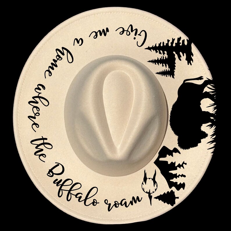 Where the Buffalo Roam Hat Burning Design, Traceable DIY Craft Stencil ...