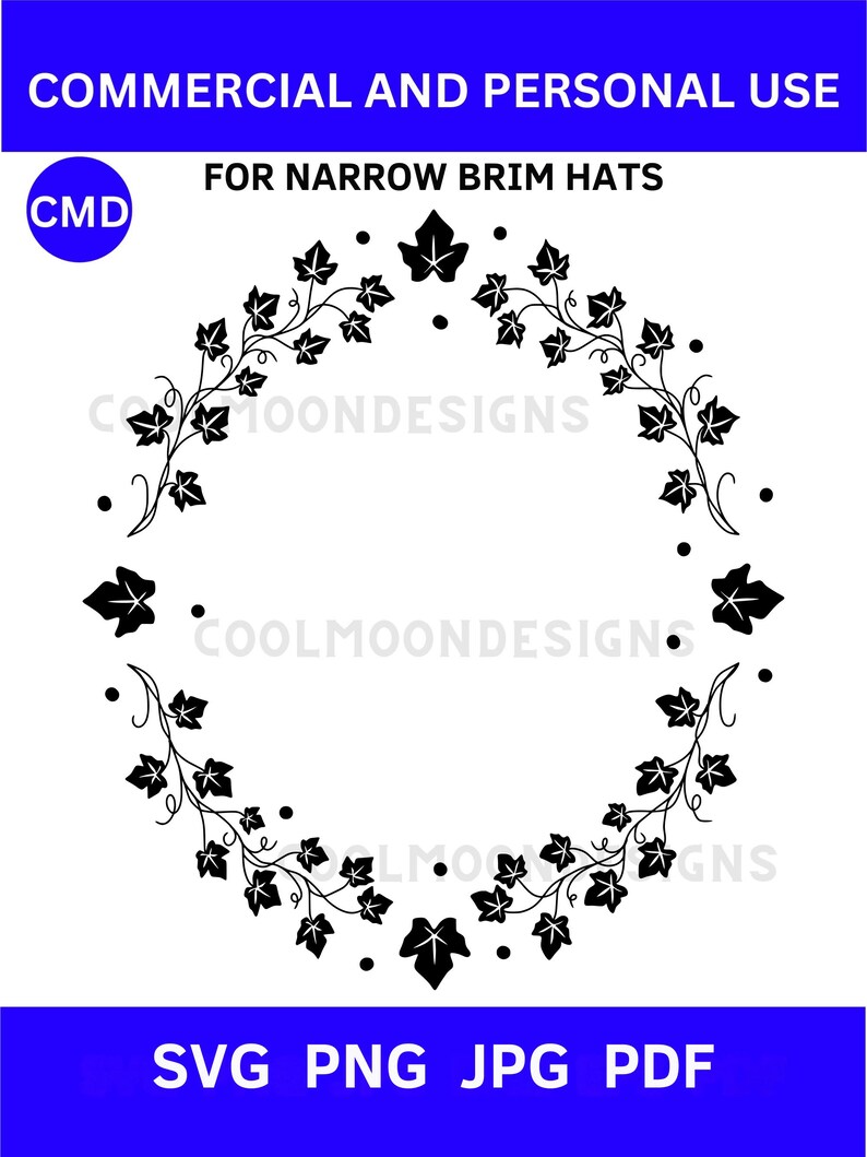Ivy Narrow Brim Hat Burning Design, Pyrography Pattern, Digital ...
