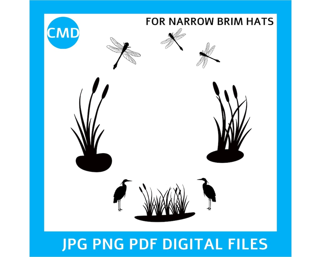 Cattails and Dragonflies Narrow Brim Hat Burning Design, Dragonflies ...