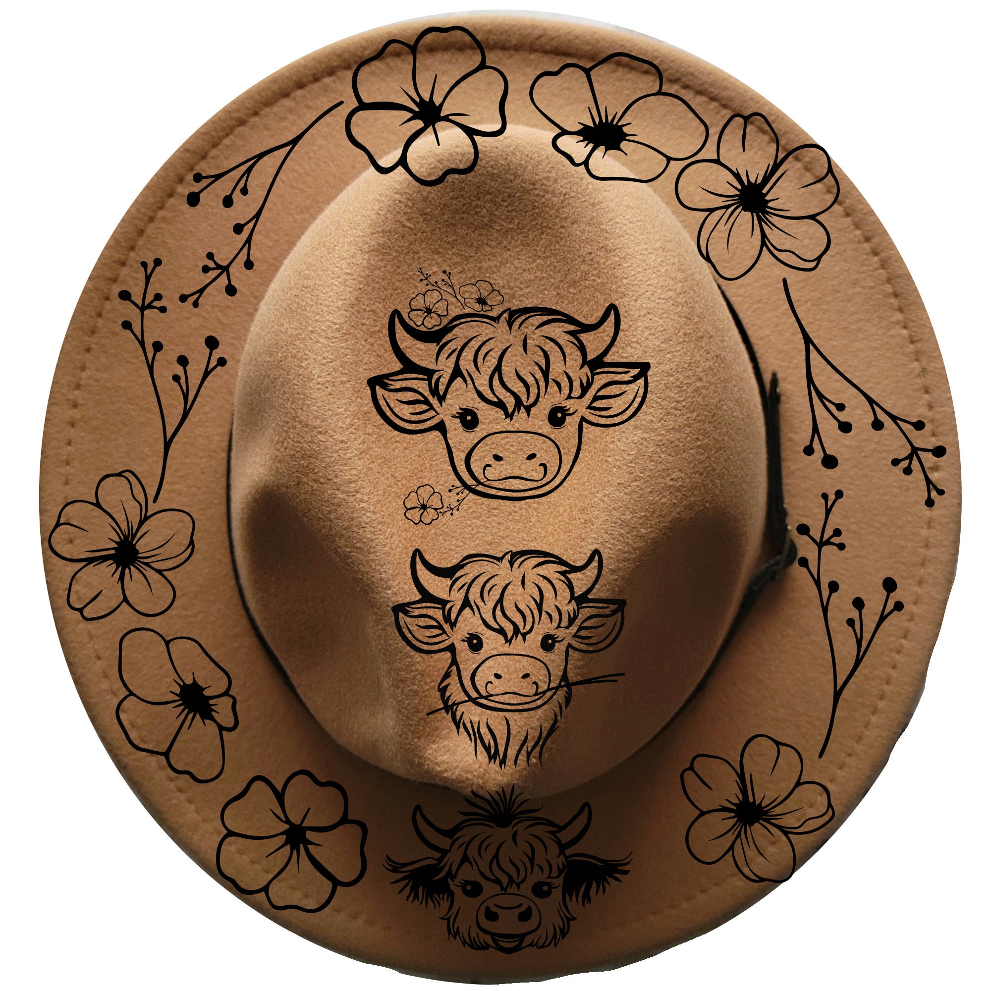 Traceable Hat Burning Design, Highland Cow Design, Print Trace Burn ...