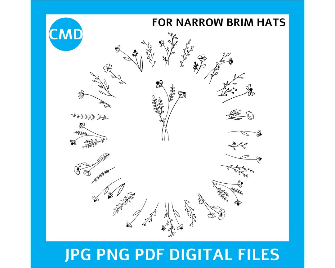 Wildflower Hat Burning Design, Pyrography Template, Print Trace Burn ...