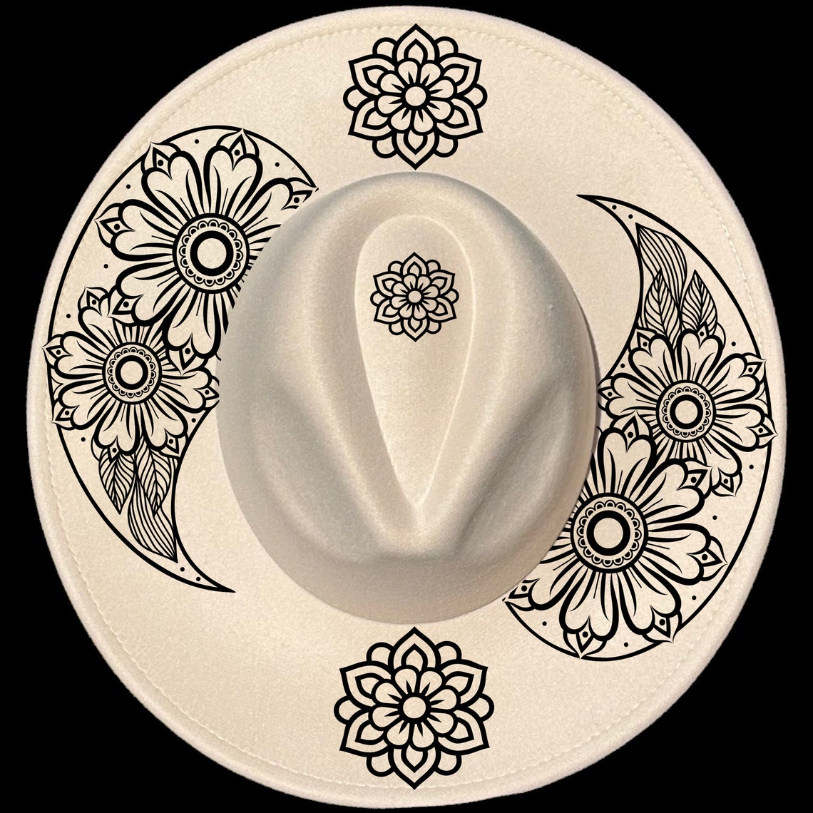 Henna Flower Paisley Hat Burning Design, Traceable Pyrography Template ...