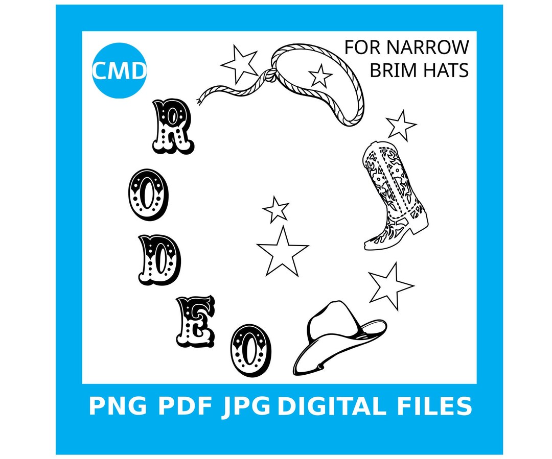 Rodeo Gear Hat Burning Design, Narrow Brim Hats, Rope Stars Boots Hat ...