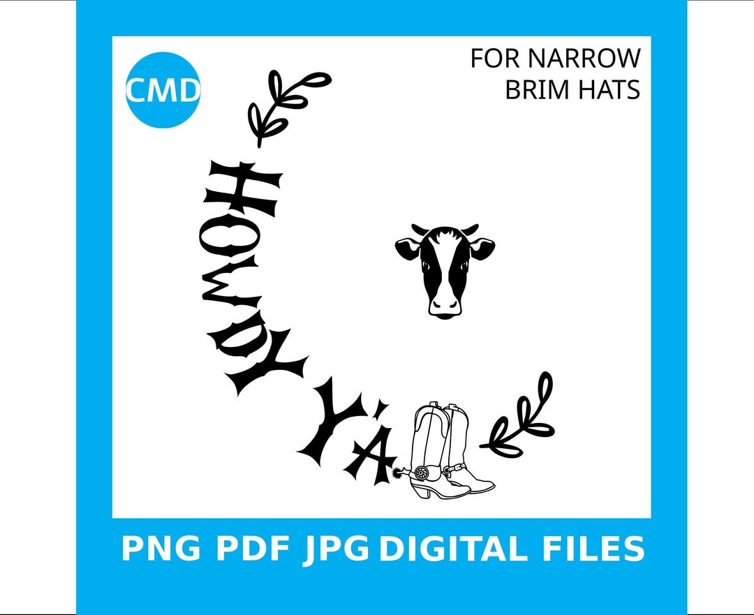 Howdy Cow Hat Burning Design, Cowboy Boots and Heifer Pattern, for ...