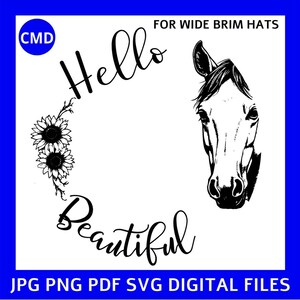Horse and Sunflowers Hat Burning Design, Beautiful Horse Head Pattern ...