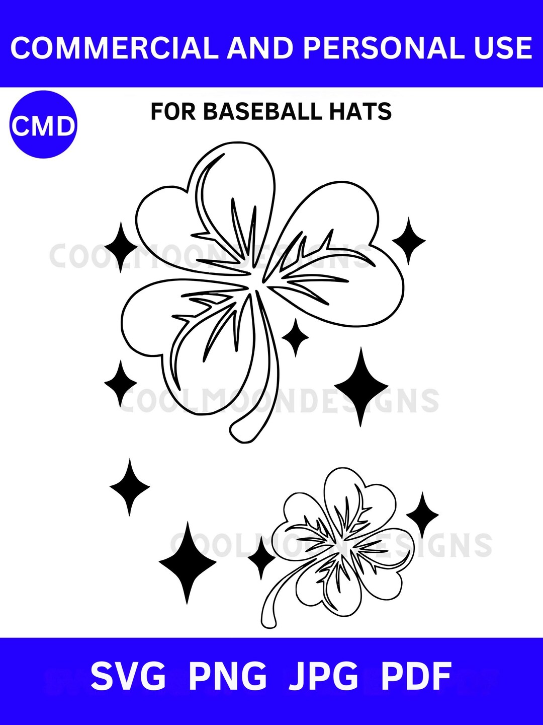 Shamrock Baseball Hat Burning Design, Lucky Clover Pattern, 4 Leaf ...