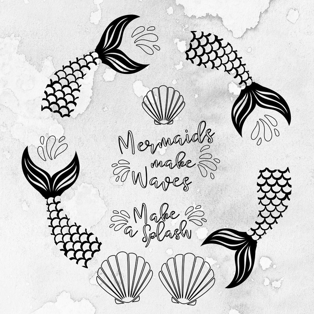 Traceable, Mermaids Make Waves Hat Burning Design, Sea Shells Mermaid ...