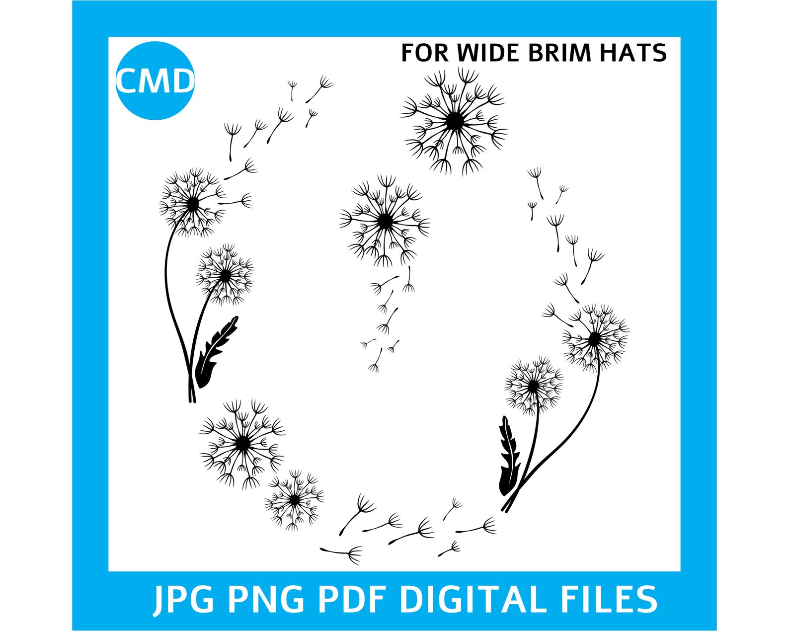 Unique Dandelion Hat Burning Design, Tracable Pattern for Wide Brim ...