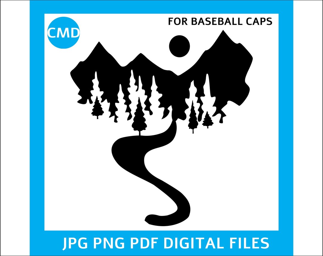 River and Trees Baseball Hat , Mountain Scene Pattern, for Ball Caps ...