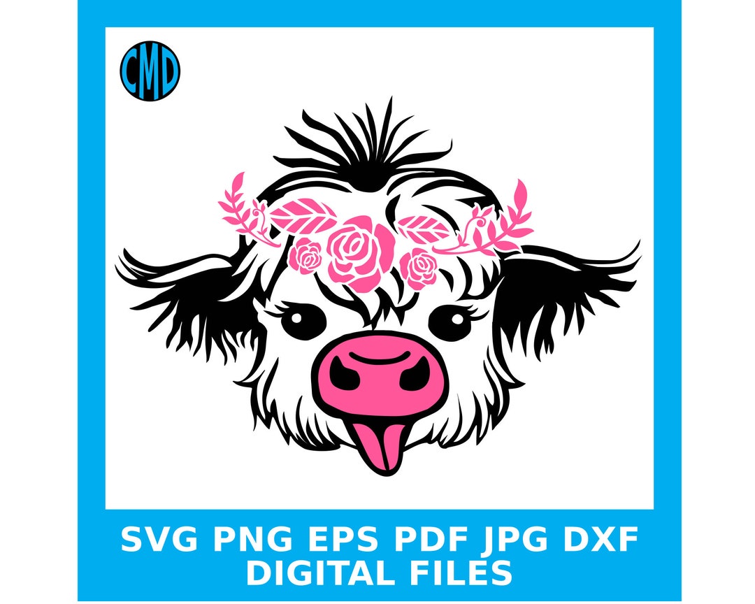 Highland Cow Svg, Girl Highland Cow Pink Flowers, Girly Cow, Baby Cow ...