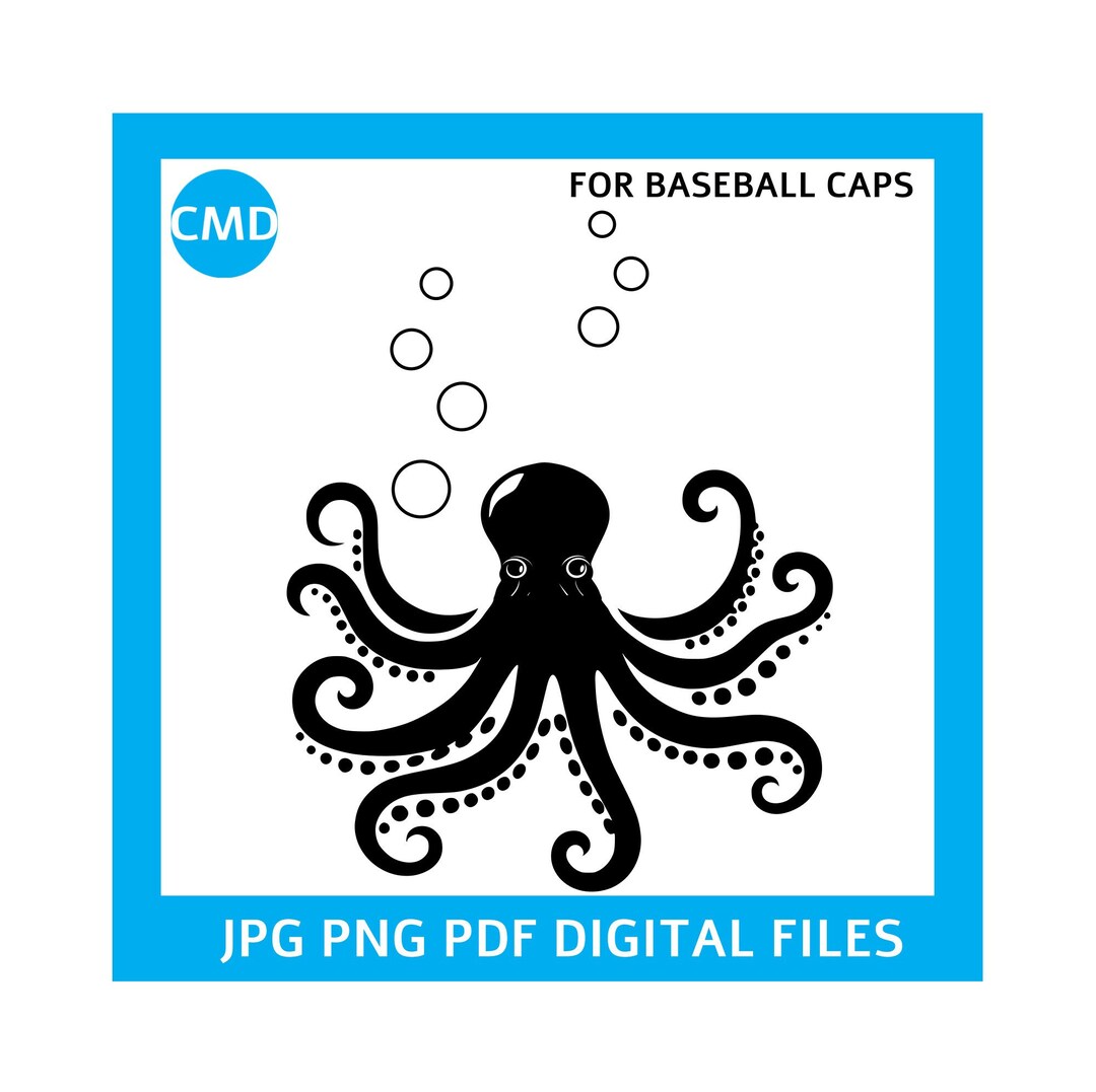 Octopus Baseball Hat Burning Design, Octopus Ball Cap, Octopod Pattern ...