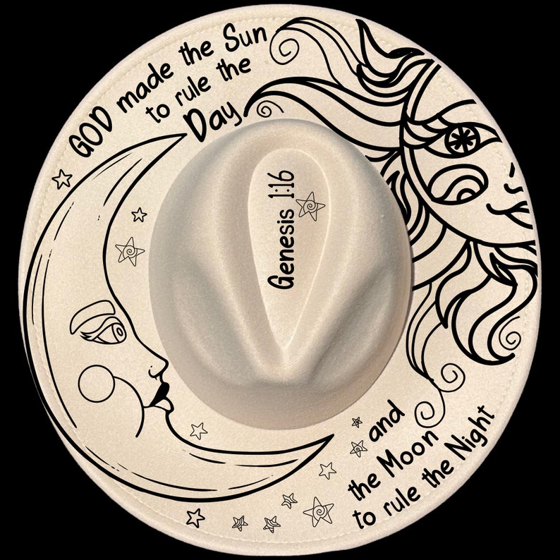 God Made the Sun and Moon Hat Burning Design, Moon Stars Pattern ...