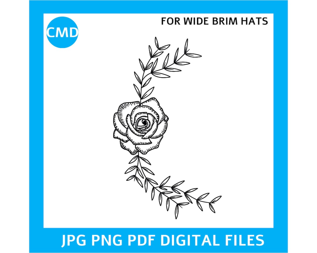 Rose Wreath Wide Brim Hat Burning Design, Floral Burned Hat Template, DIY Hat Burning Pattern ...