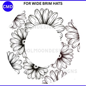 Daisies Wide Brim Hat Burning Design, Daisy Pattern, for Wide Brim Hats ...