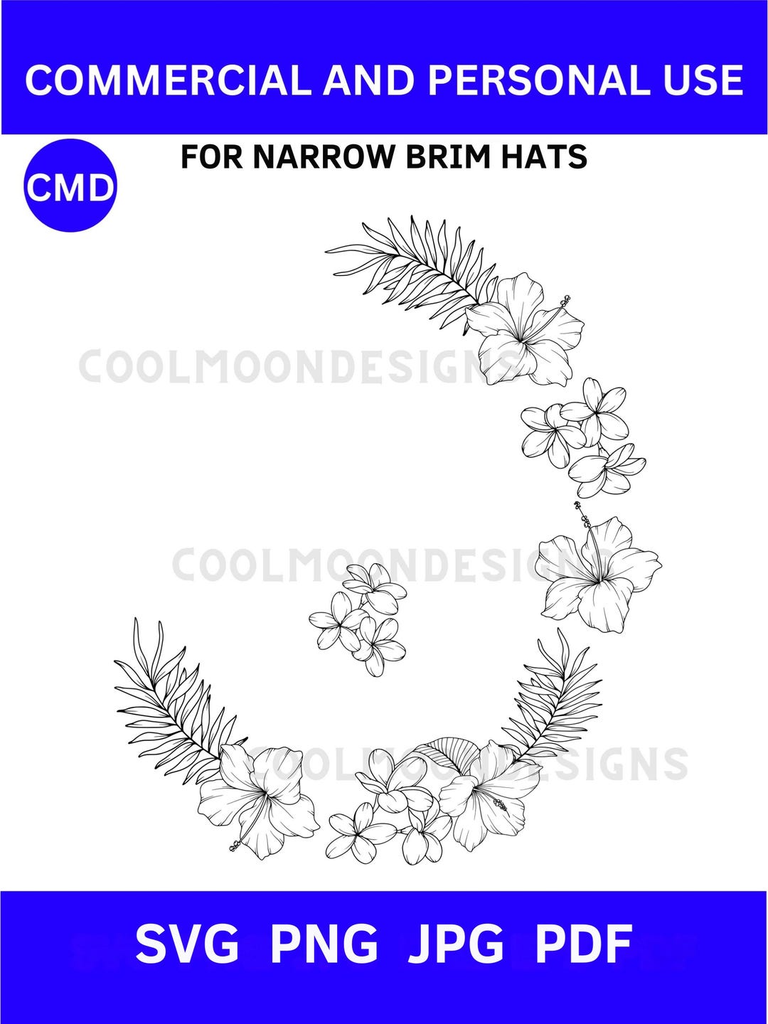 Tropical Hibiscus Hat Burning Design, Hawaiian Floral Pattern, for ...