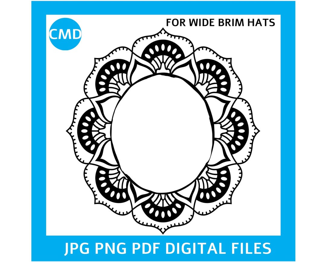 Mandala 2 Hat Burning Design, Mandala Pattern, Boho Festival Hat, for ...