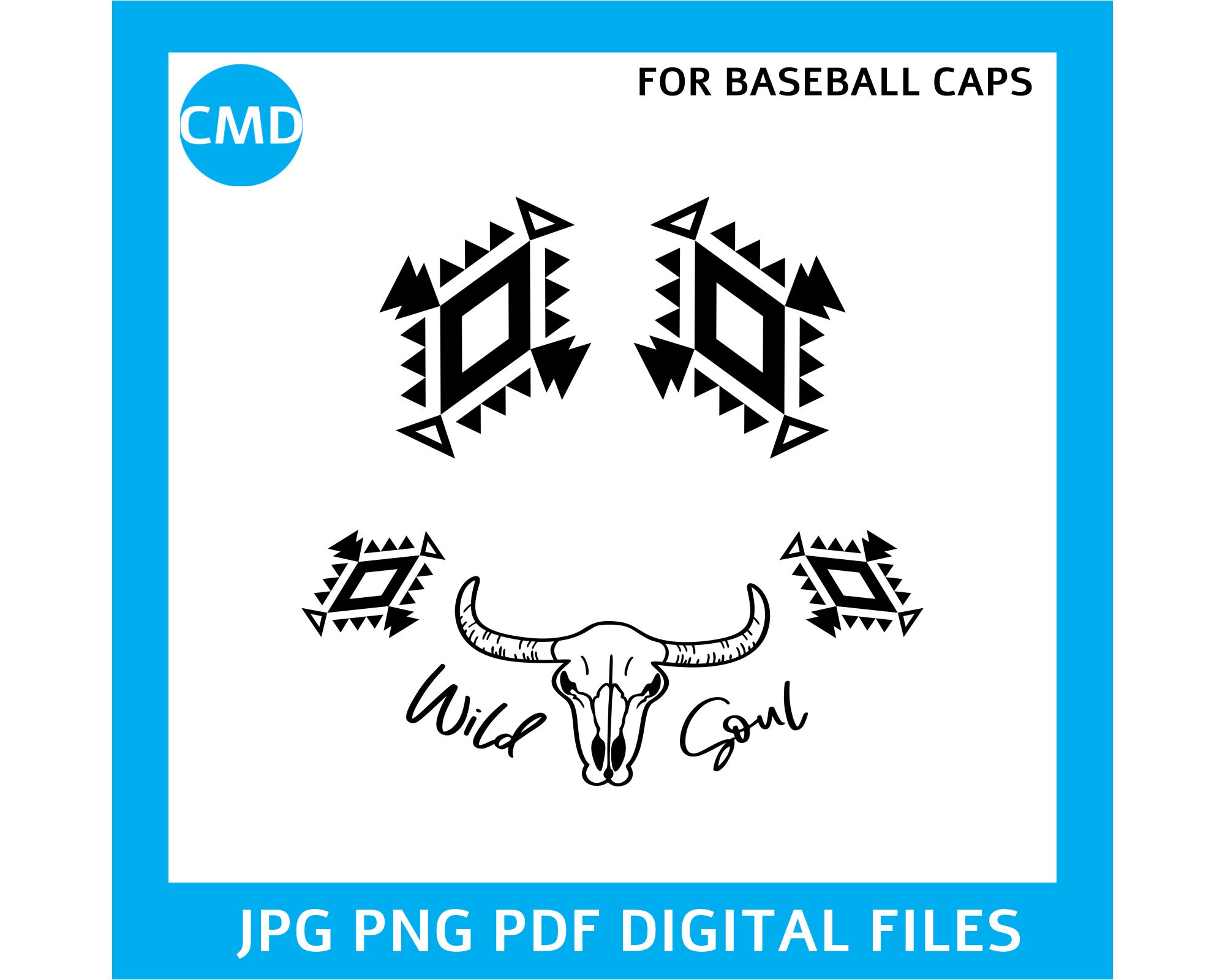 Aztec Skull Baseball Hat Burning Design, South West Pattern, Wild Soul ...