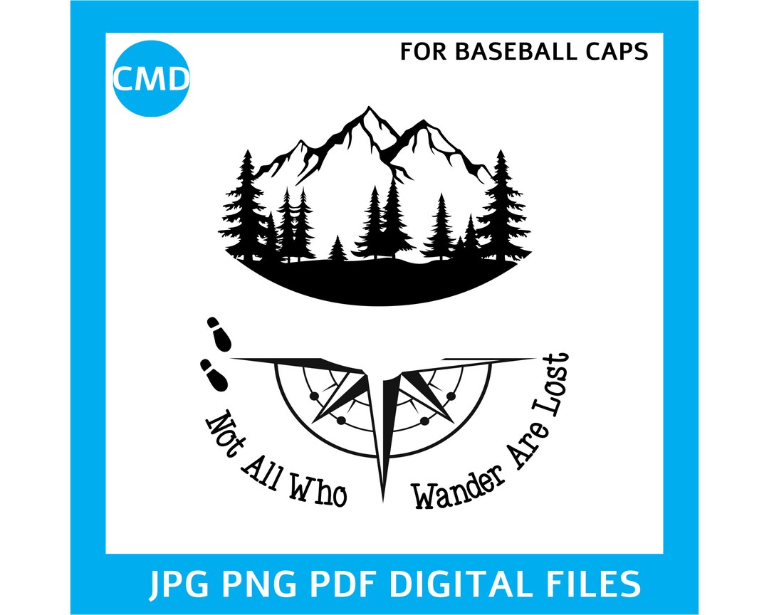 Compass Baseball Hat Burning Design, Not All Who Wander, Are Lost ...