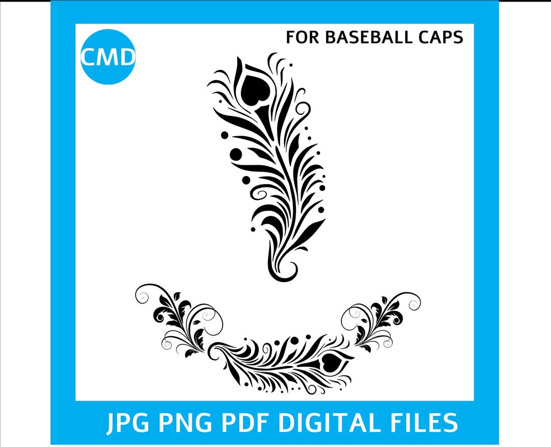 Feathered Flourish Baseball Hat, Peacock Feather Pattern, Ball Cap, DIY ...