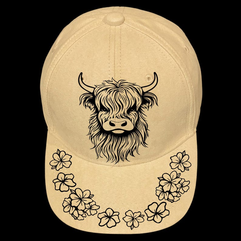 Hat Burning Design Highland Cow Baseball Cap Pattern, Beginner Friendly ...