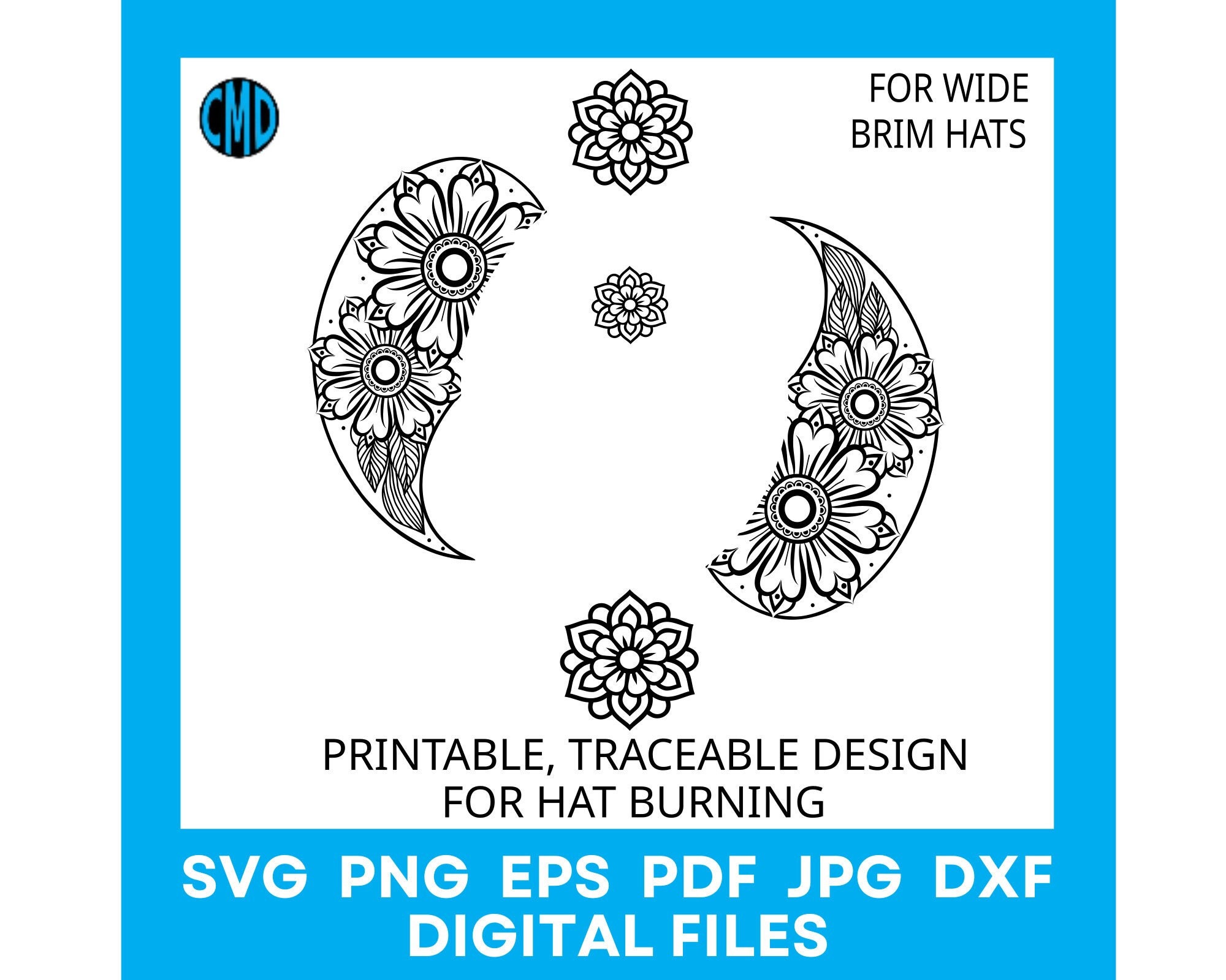 Henna Flower Paisley Hat Burning Design, Traceable Pyrography Template ...