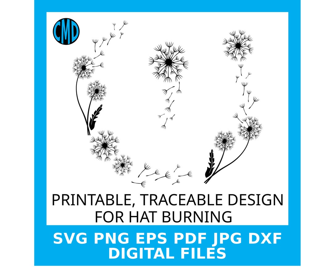 Traceable Hat Burning Design, Dandelion Pattern, Print Trace and Burn ...
