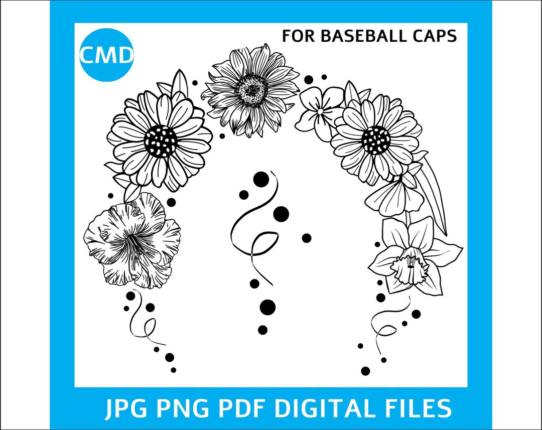 Flower Bouquet Baseball Hat, Floral Arch Pattern, for Ball Caps, DIY ...
