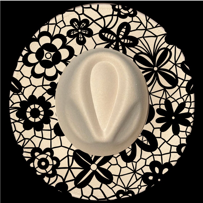 Traceable, Lace Overlay Hat Burning Design, Festival Fedora, Floral ...