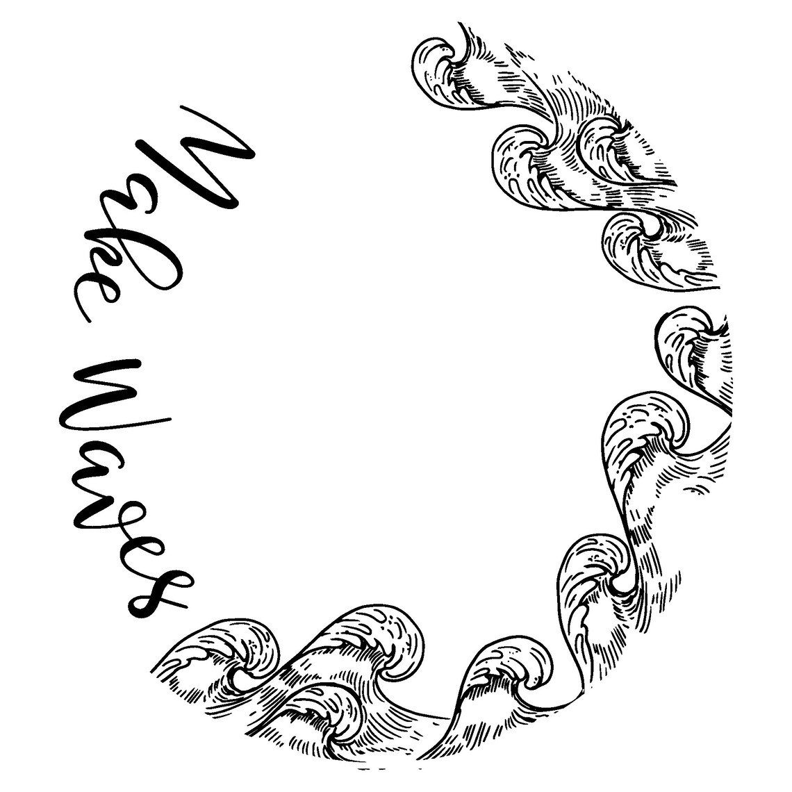 Make Waves Hat Burning Design, Ocean Wave Template, DIY Pyrography ...