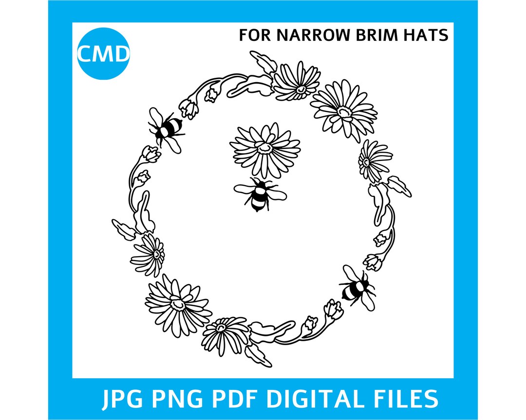 Traceable Hat Burning Design, Daisy Bee Design, Flowers, Print Trace ...