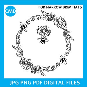 Traceable Hat Burning Design, Daisy Bee Design, Flowers, Print Trace ...