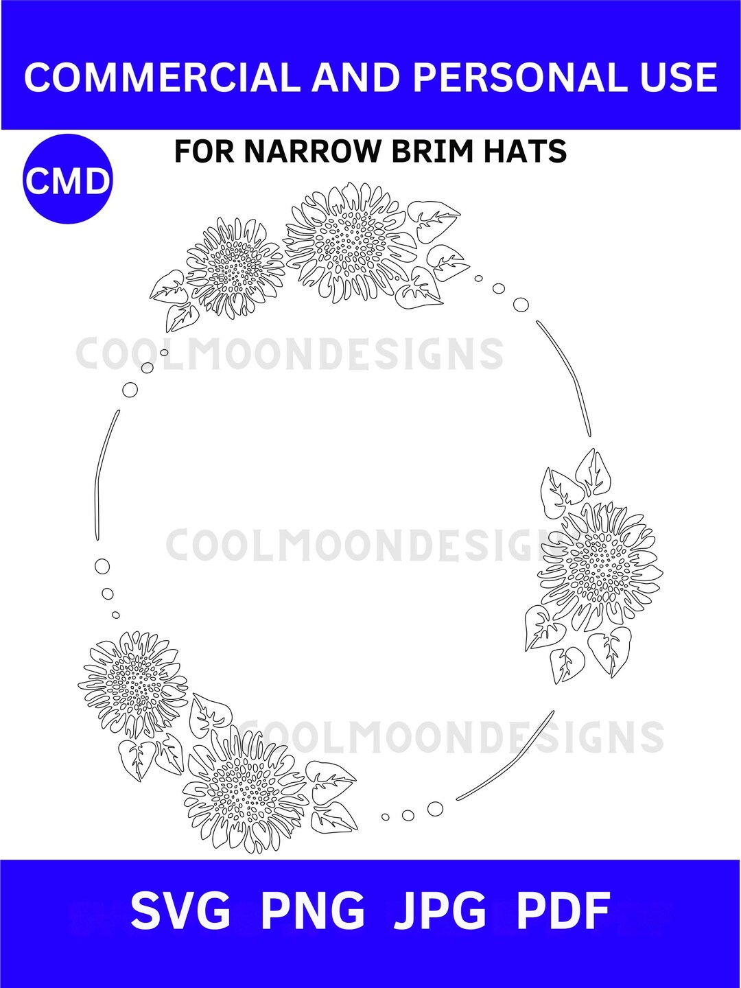 Sunflower Ring Hat Burning Design, Sunflowers Floral Pattern, for ...