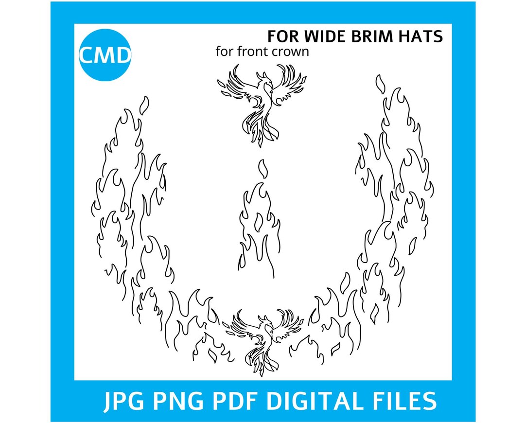 Phoenix Fire Hat Burning Design, Phoenix in Flames Pattern, for Wide ...