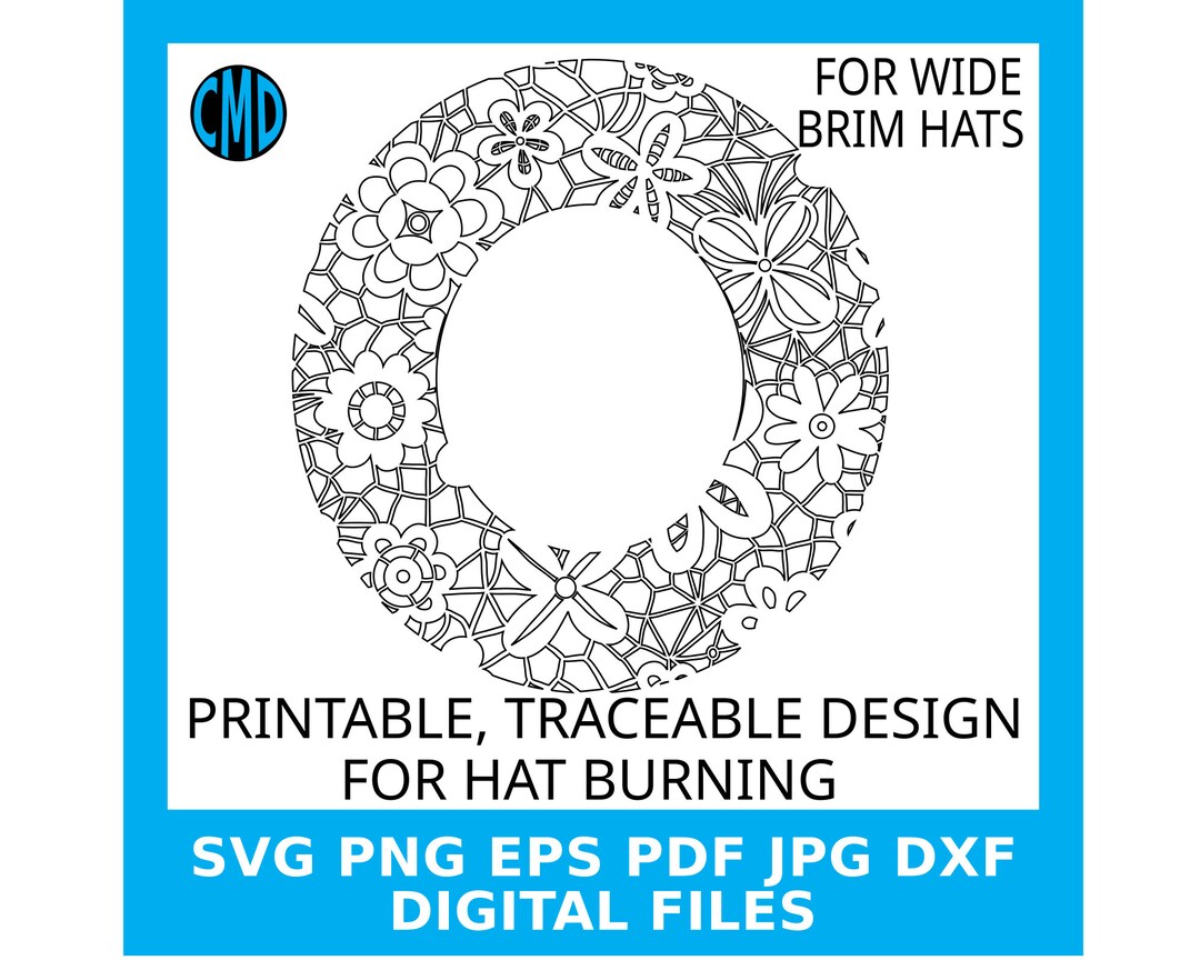 Traceable, Lace Overlay Hat Burning Design, Festival Fedora, Floral ...