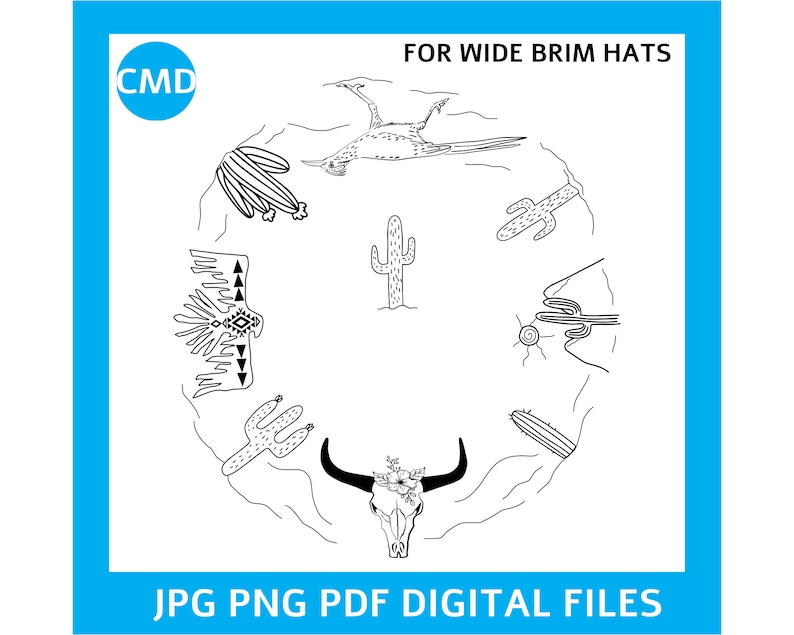 Desert Cactus Hat Burning Design, Longhorn Skull Template, Thunderbird ...