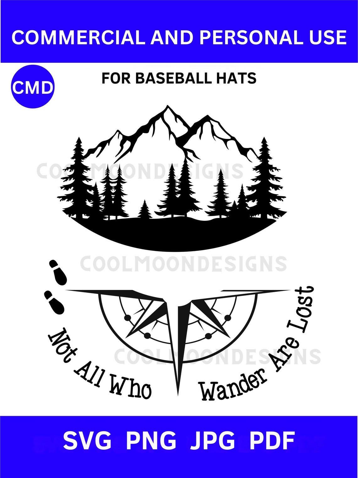 Compass Baseball Hat Burning Design, Not All Who Wander, Are Lost ...