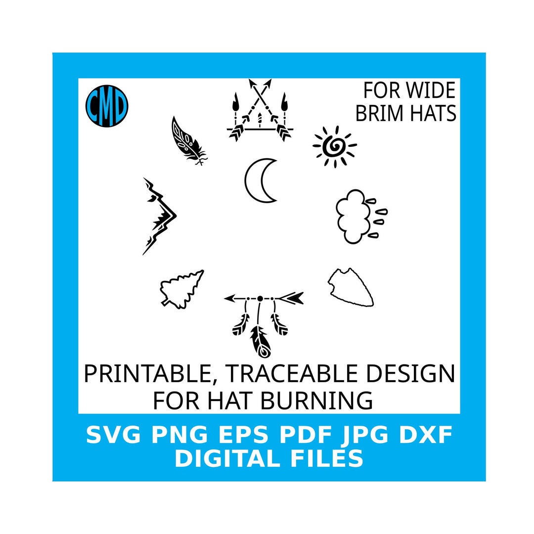 Native American Hat Burning Design, Pyrography Template, Southwestern ...