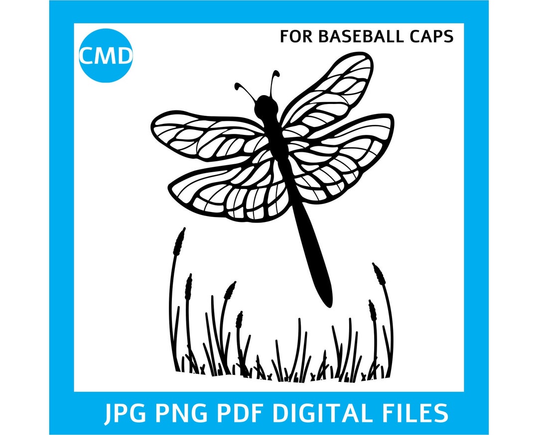 Large Dragonfly Baseball Hat Burning Design, Pond Life, Baseball Cap ...