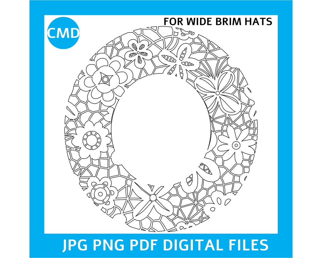 Traceable, Lace Overlay Hat Burning Design, Festival Fedora, Floral ...