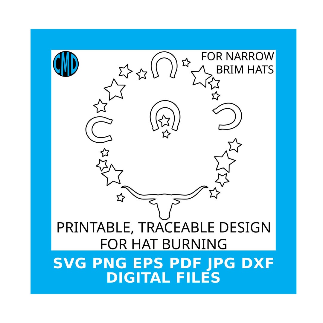 Longhorn and Stars Hat Burning Design, Western Style Pyrography ...