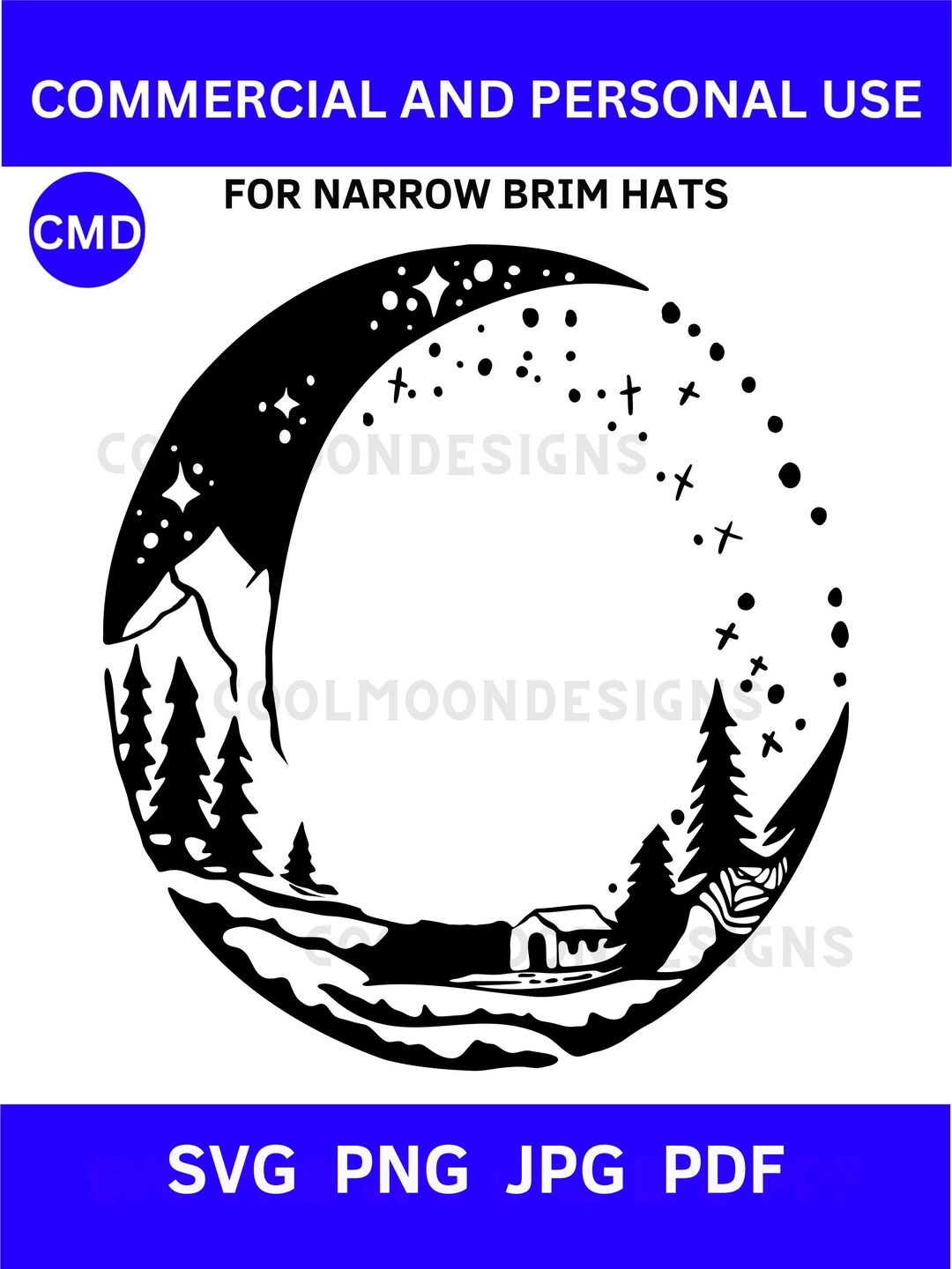 Cabin Under Night Sky Hat Burning Design Narrow Brim Hats Digital Files ...