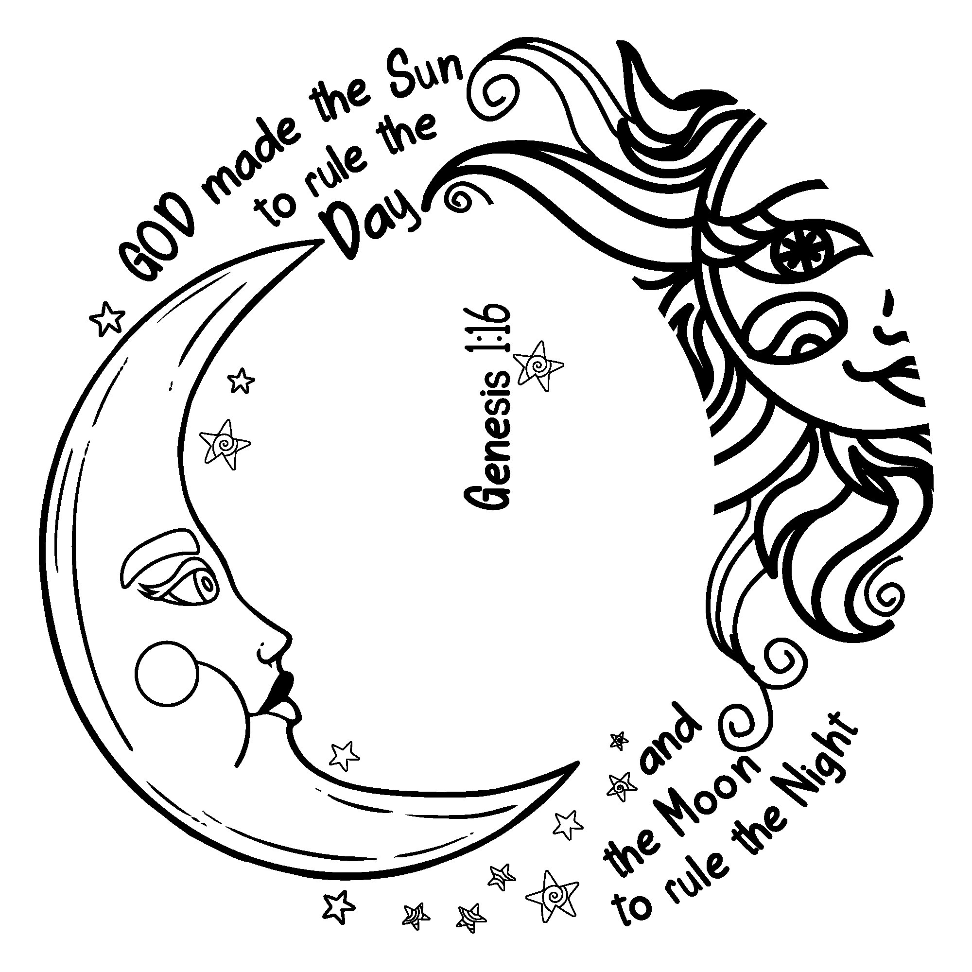 God Made the Sun and Moon Hat Burning Design, Moon Stars Pattern ...