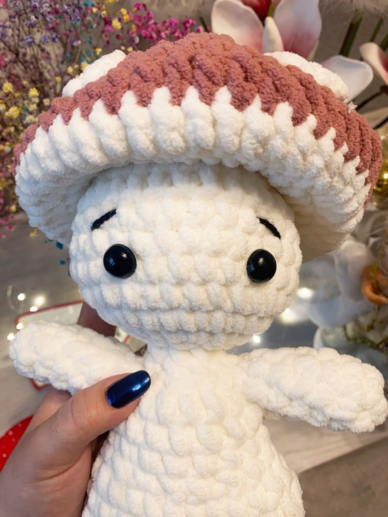 Cute Pink Crochet Mushrrom Mushroom Plushie Mushroom Plush Mushroom ...