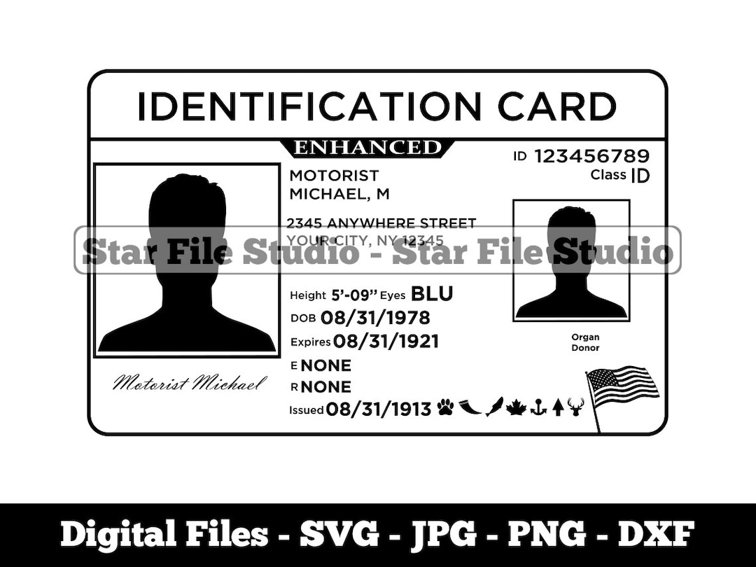Enhanced ID Template Svg, Lifetime Sporting License Svg, Drivers ...